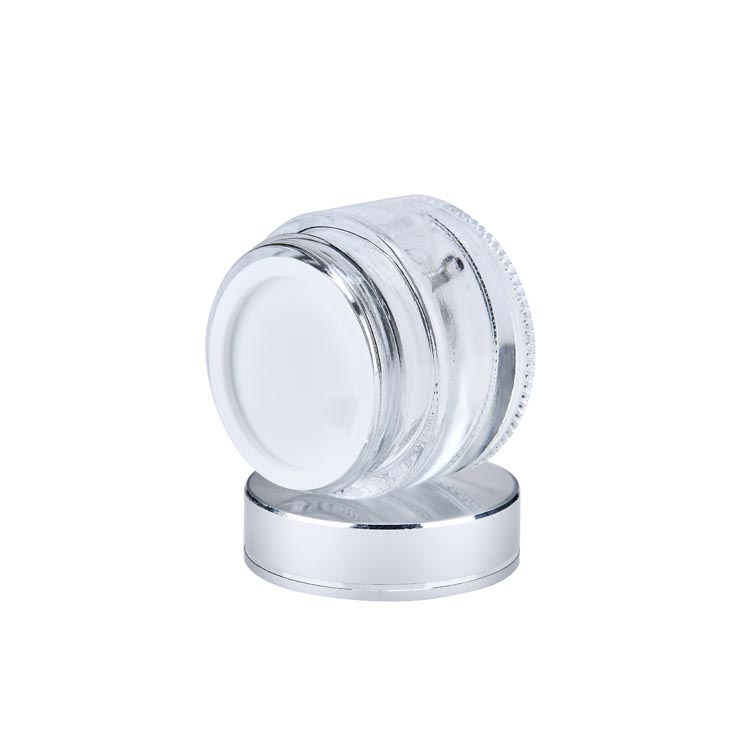 Glass Jar,30g Clear Glass Thick Wall Cosmetic Jar With Silver Cap And ...